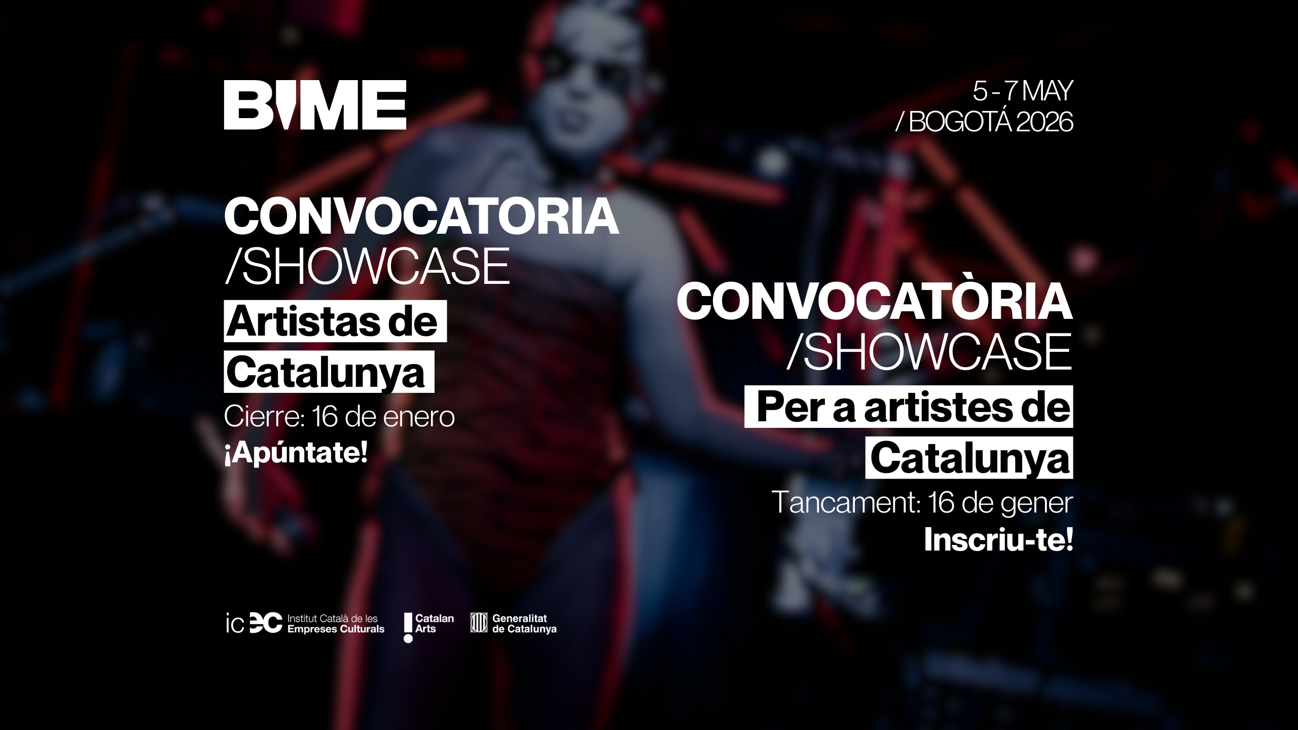 [CERRADA] Convocatoria BIME Bogotá 2026: artistas y bandas catalanas - BIME